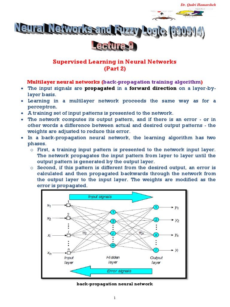 Lecture 9 - Supervised Learning in ANN - (Part 2) New | PDF ...
