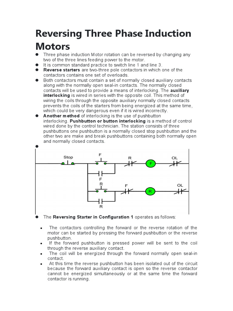 Reversing Three Phase Induction Motors | PDF | Electric Motor | Switch