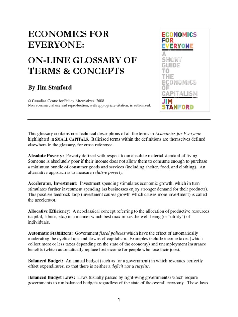 Glossary Economics and Human Resources Management | PDF | Economics ...