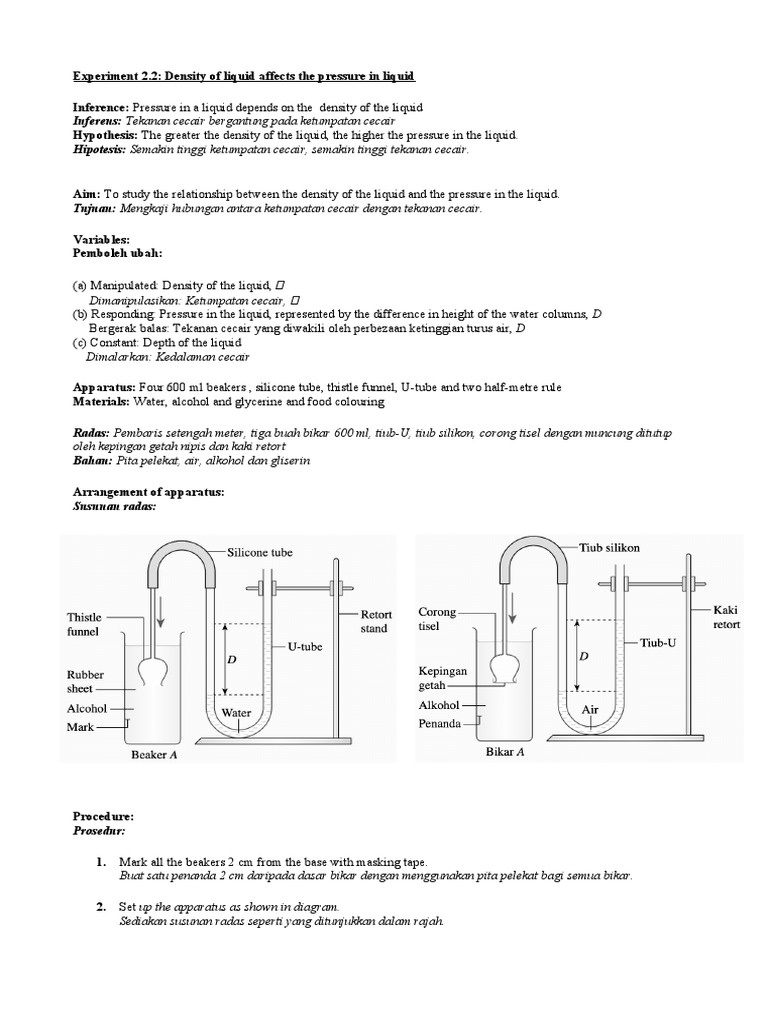 Experiment 2.2 - Density Affects The Pressure in Liquid | PDF ...