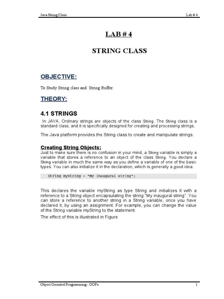 Lab 4 String Class Objective Pdf String Computer Science Variable Computer Science