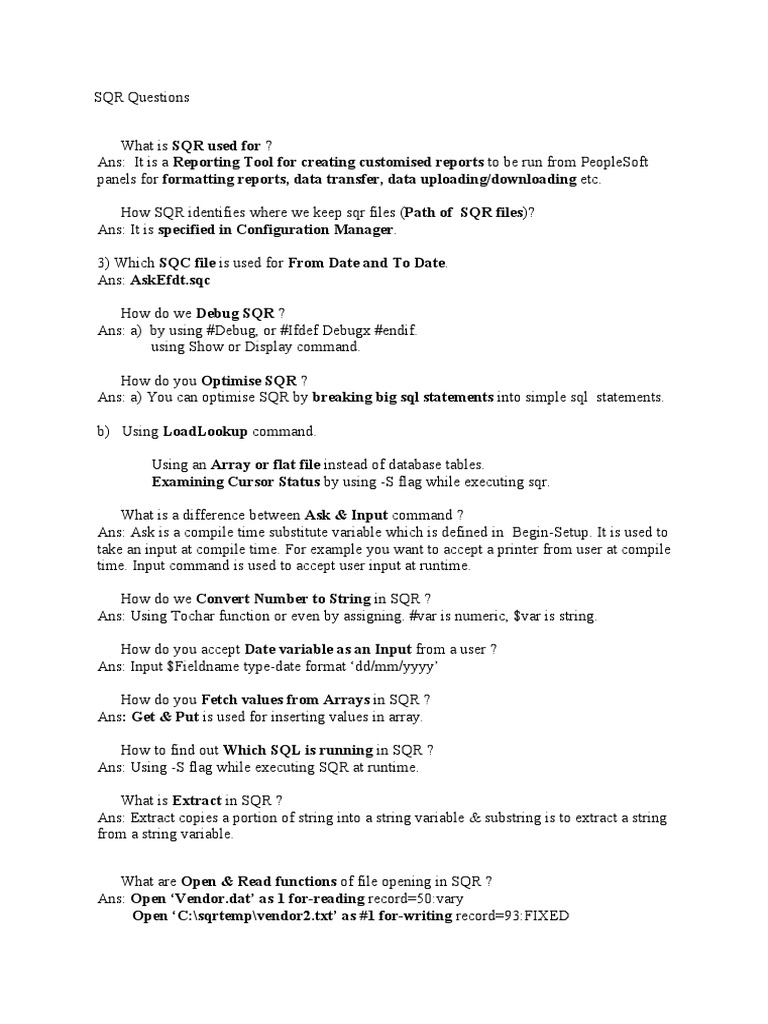 SQR Questions | PDF | Command Line Interface | Computer File