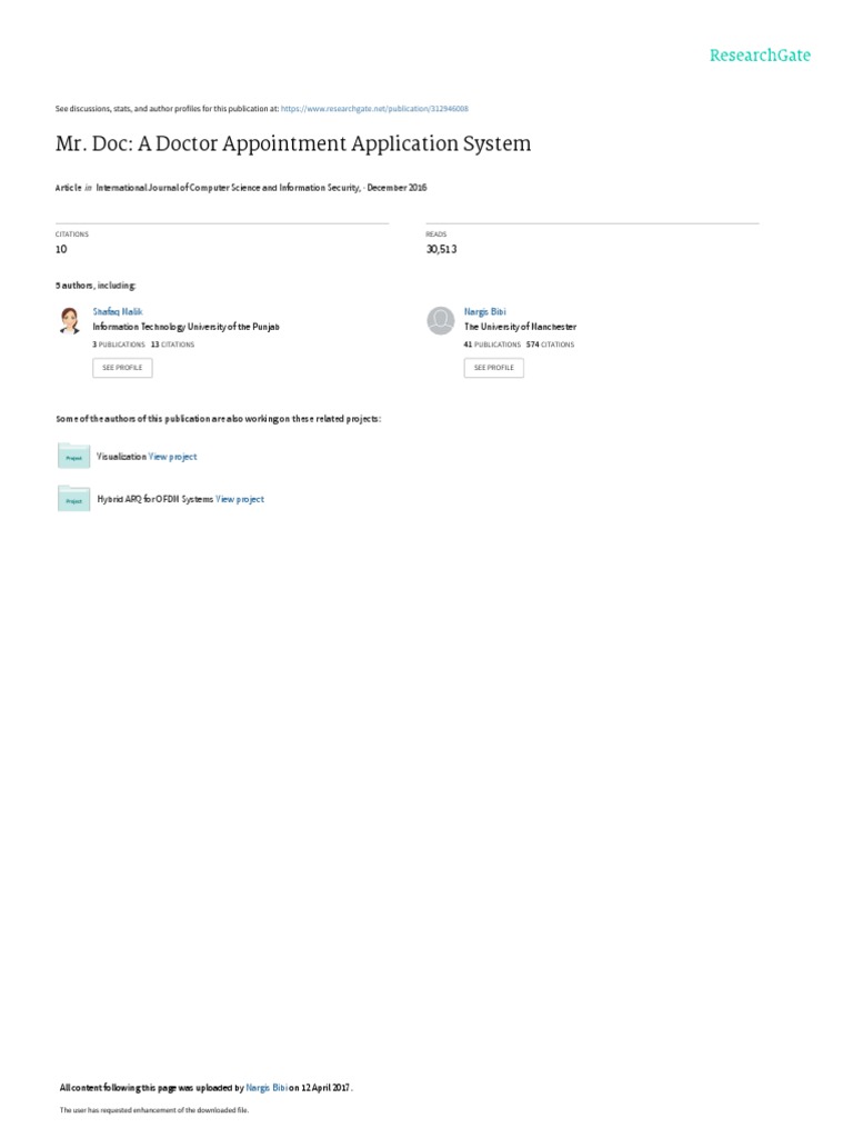 Mr. Doc: A Doctor Appointment Application System | PDF | Android ...