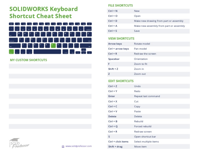 SOLIDWORKS Keyboard Shortcuts | PDF