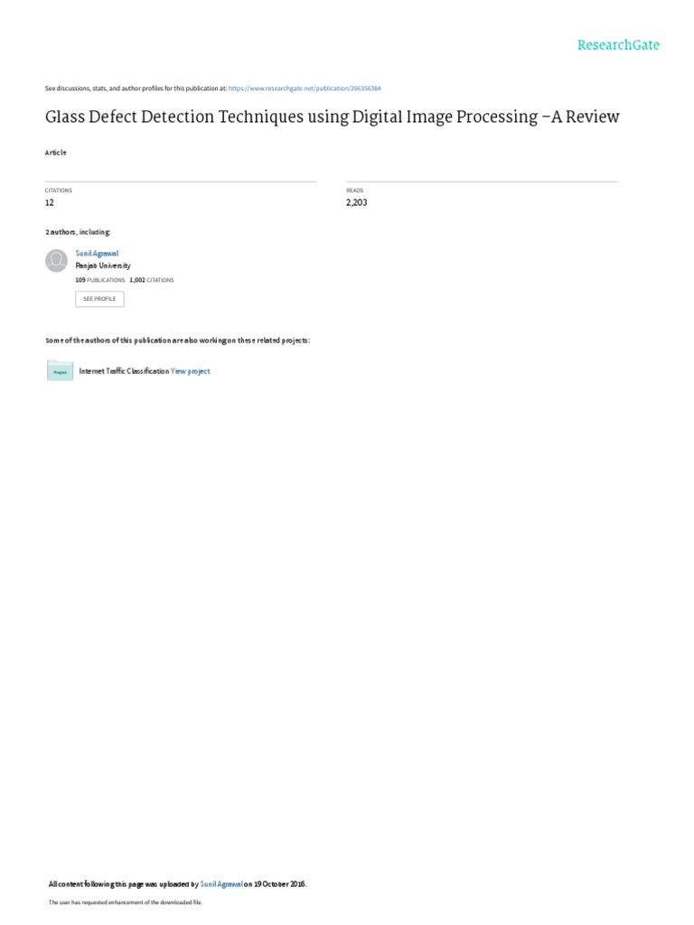 Glass Defect Detection Techniques Using Digital Im | PDF | Robust Statistics | Computer Vision