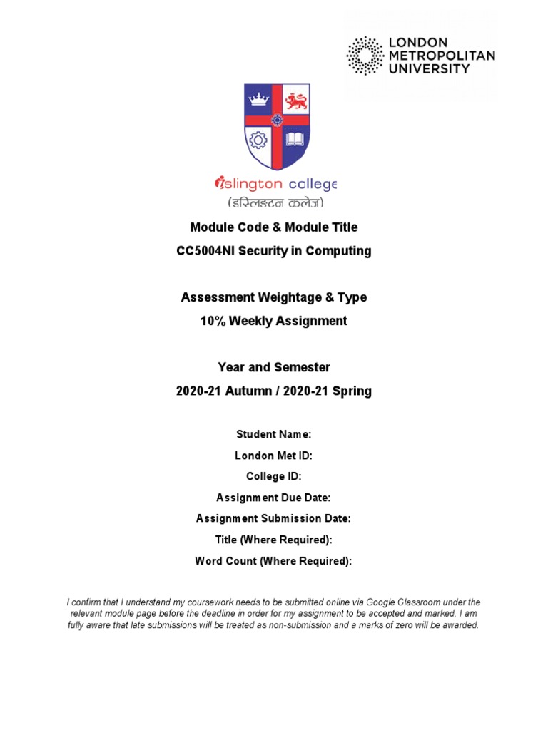 Module Code & Module Title CC5004NI Security in Computing | PDF