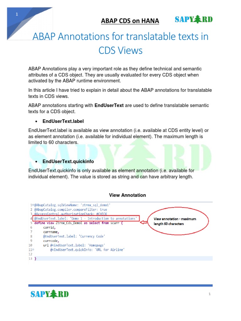 002 ABAP CDS - ABAP Annotations For Translatable Texts | Download Free ...