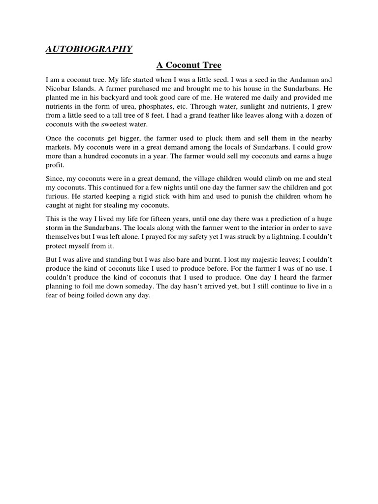 Autobiography of A Coconut Tree | PDF