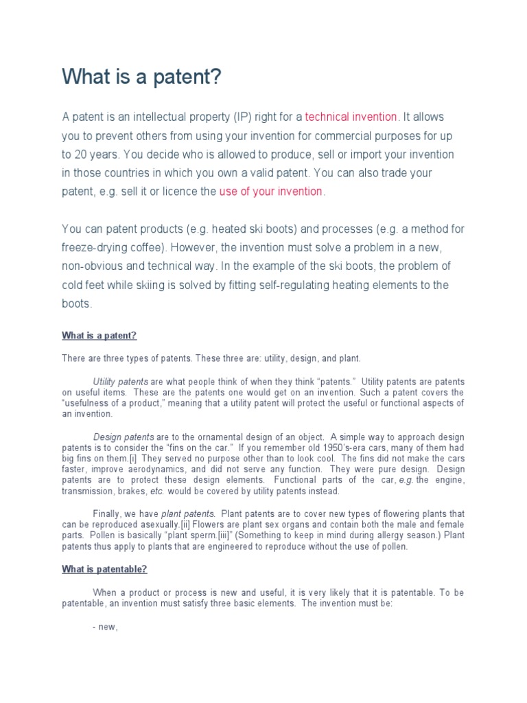 What Is A Patent?: Technical Invention | PDF | Trademark | Trademark ...