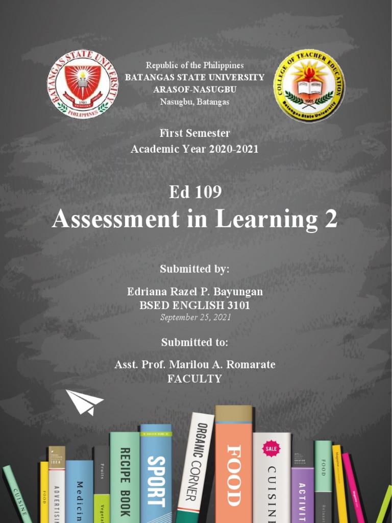 Assessment in Learning 2: First Semester Academic Year 2020-2021 | PDF ...