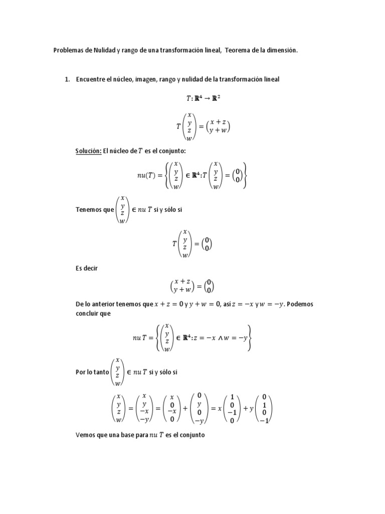 Ejemplo Transformaciones Lineales | PDF | Mapa lineal | Álgebra