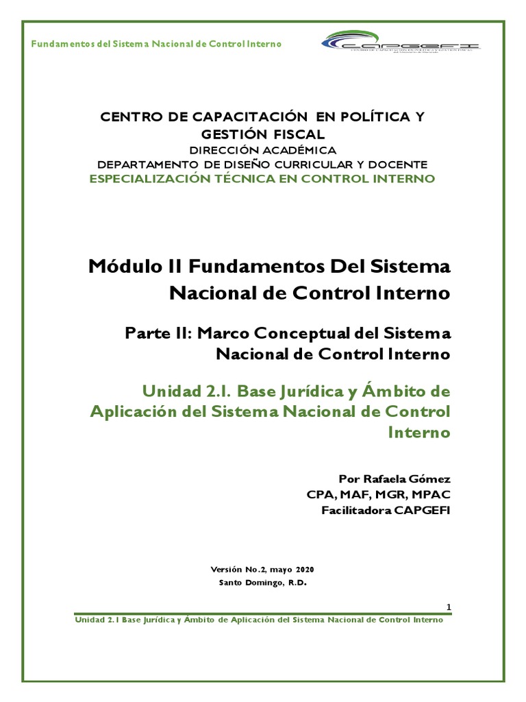 Texto de Consulta Unidad 2.1base Jurídica y Ámbito de Aplicación Del Sistema Nacional de Control ...