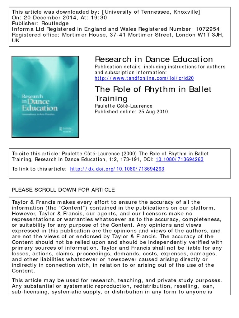 Importance of Rhythm in Ballet Training | PDF | Rhythm | Dances