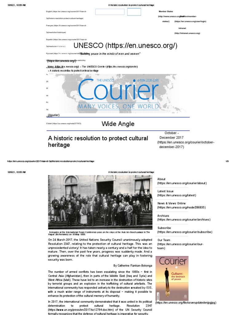 A Historic Resolution To Protect Cultural Heritage | PDF | Cultural ...