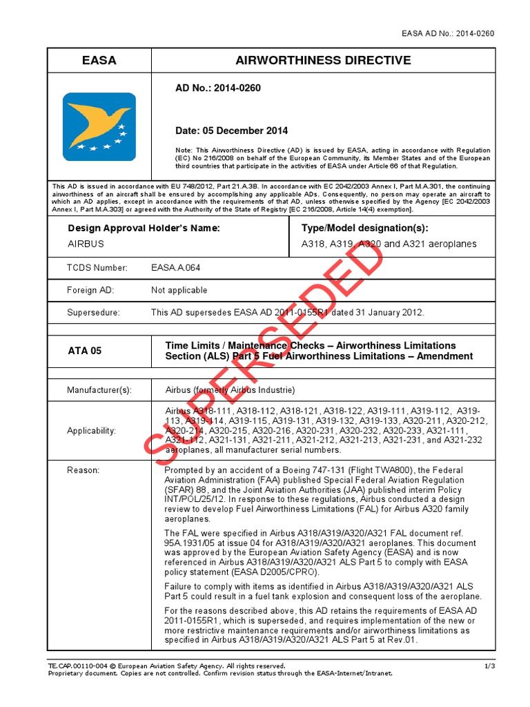 Superseded: Easa Airworthiness Directive | PDF | Airbus | Aircraft