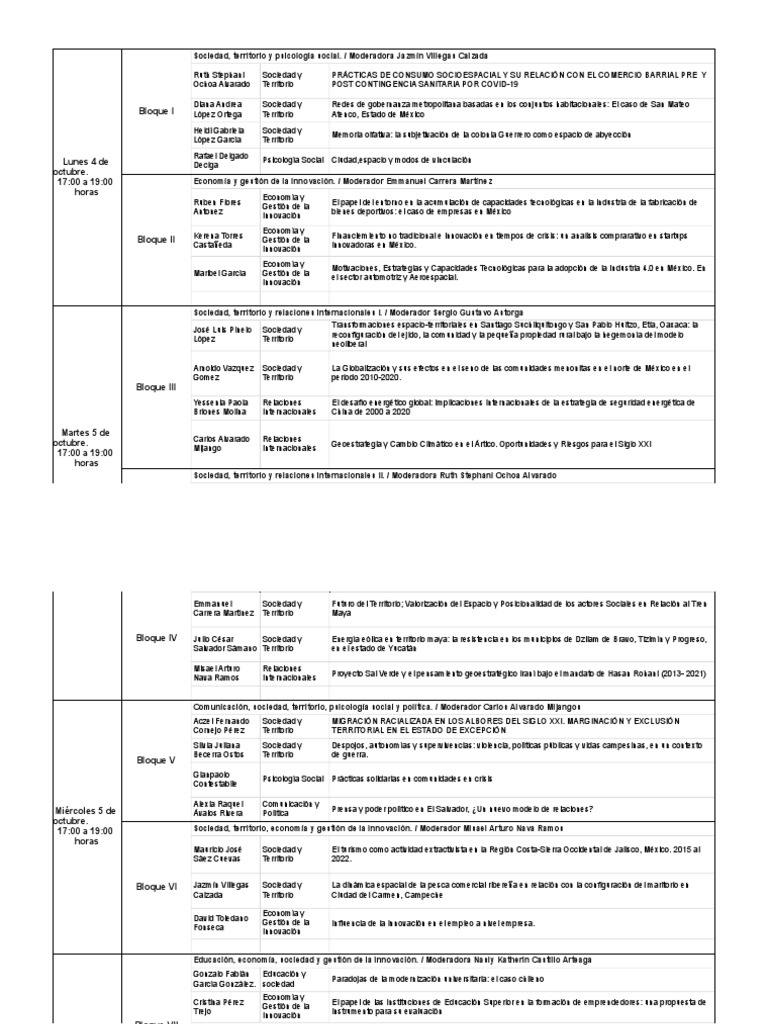 Lista Conversatorio - Programa | PDF | México