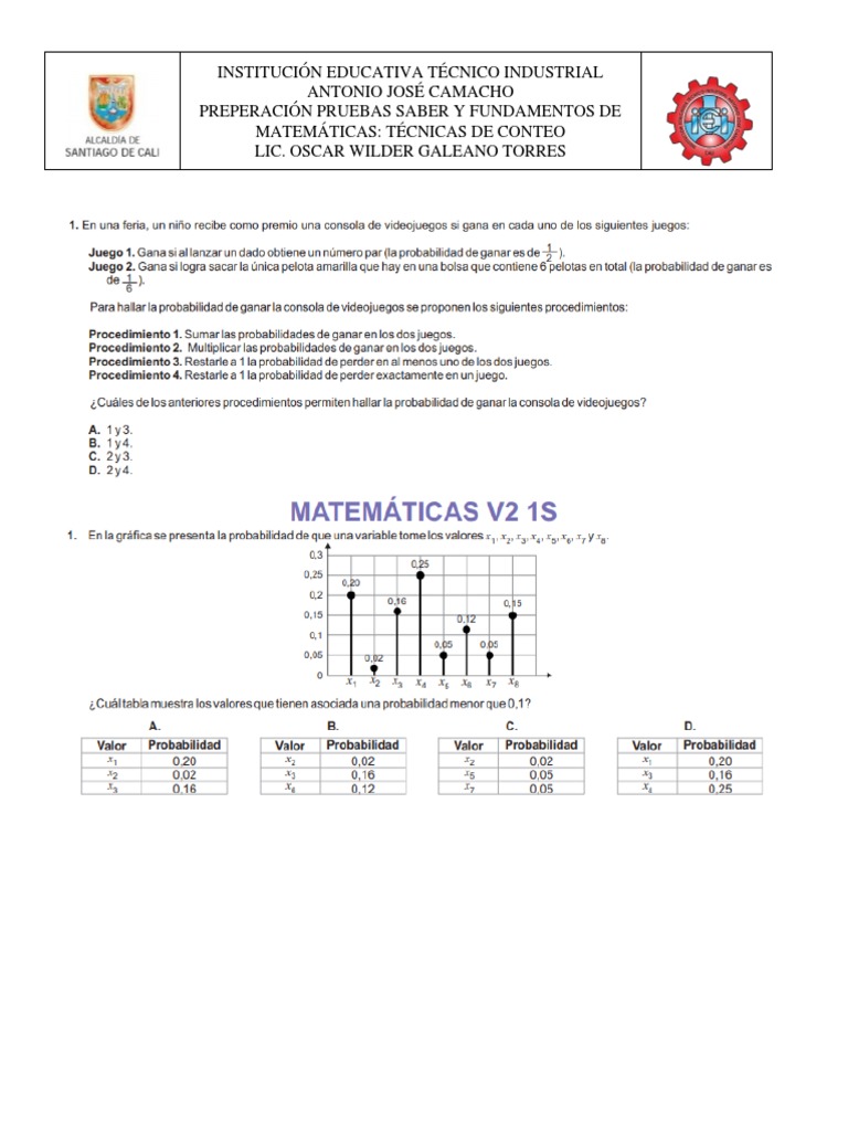 Prueba #1 Preguntas Icfes Técnicas de Conteo | PDF