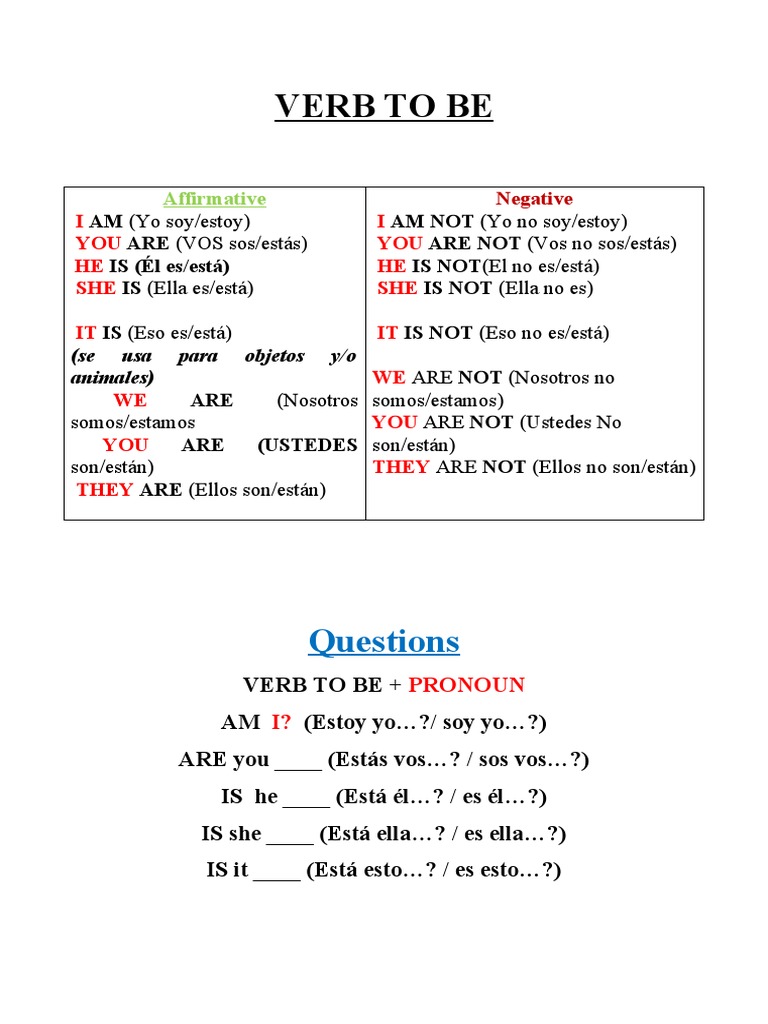Verb To Be: Questions | PDF | English Language | Grammar