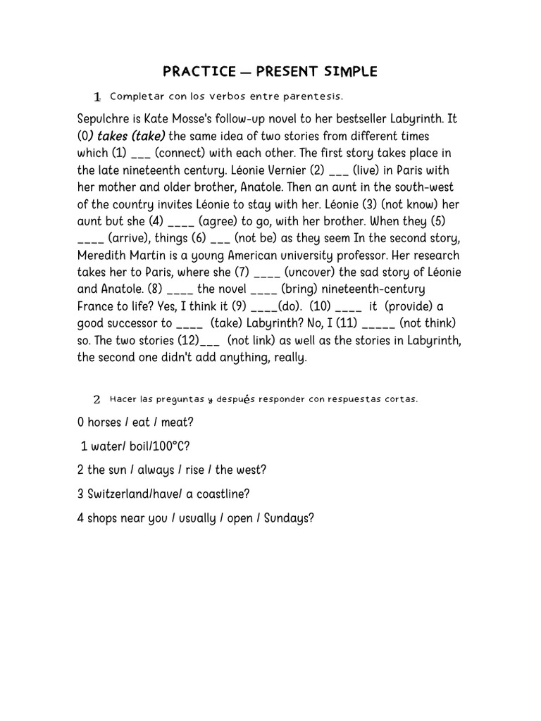 Practice - Present Simple | PDF | Art