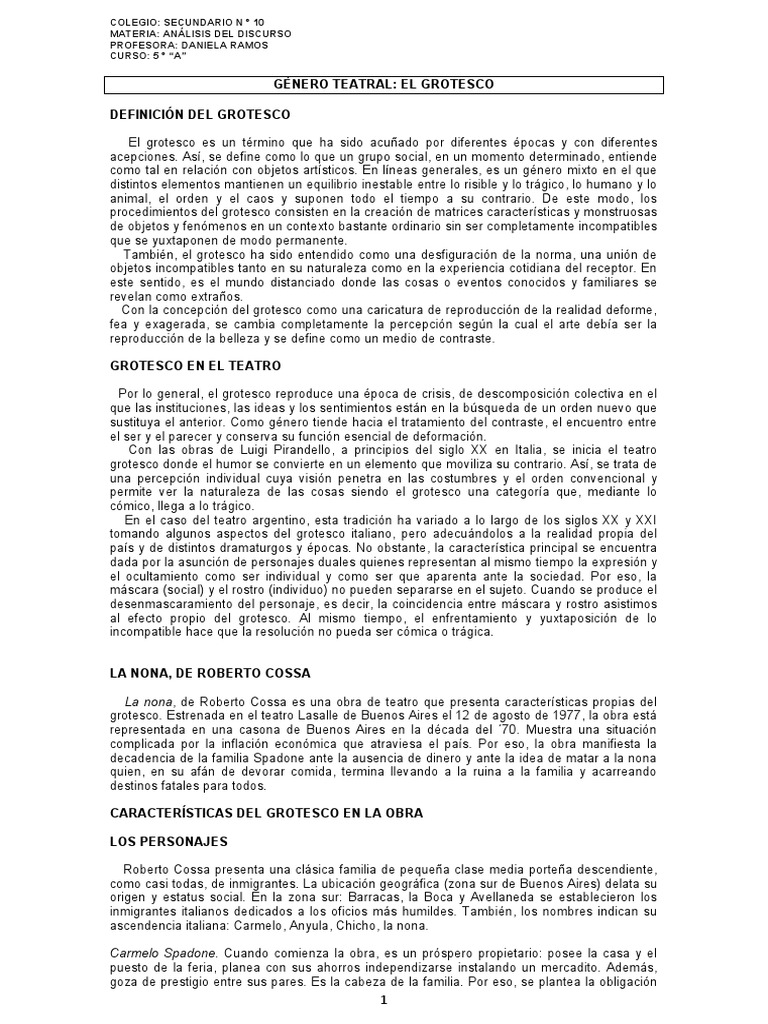 Características Del Grotesco | PDF | Grotesco | Teatro