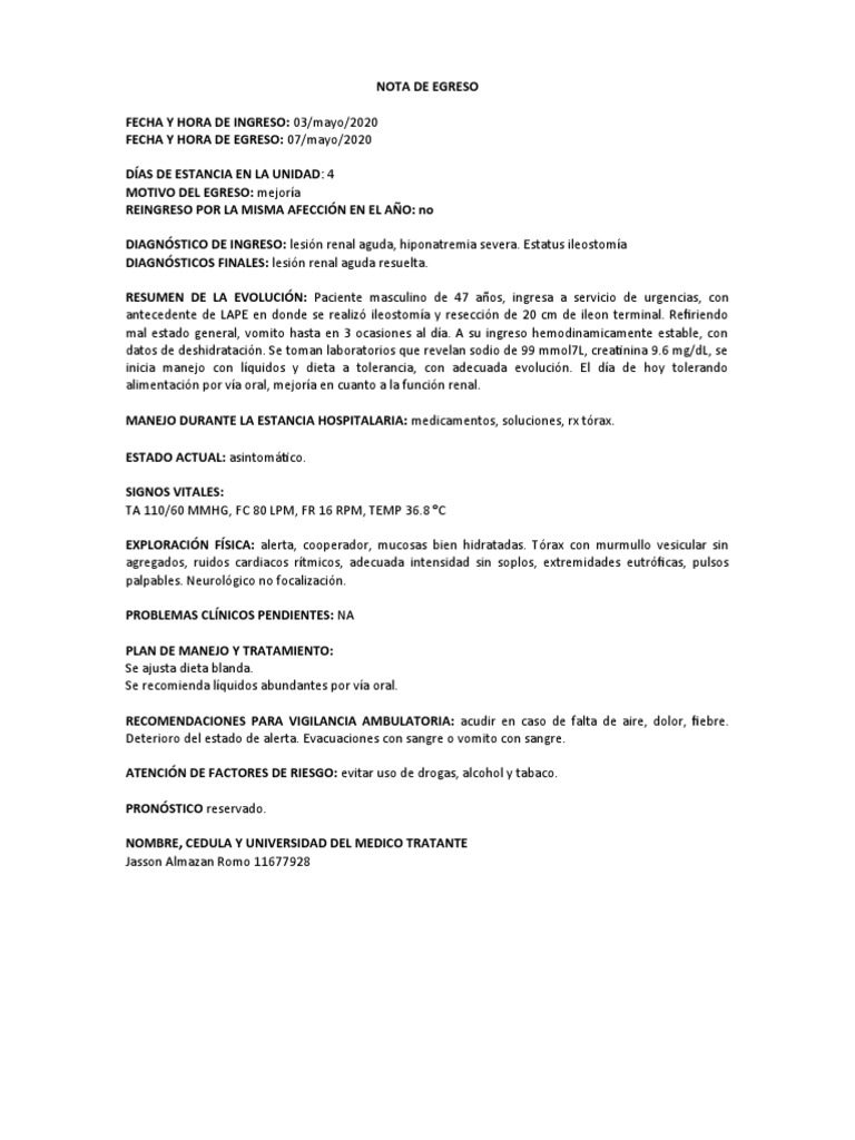 NOTA DE EGRESO Martinez Cosio Omar | PDF