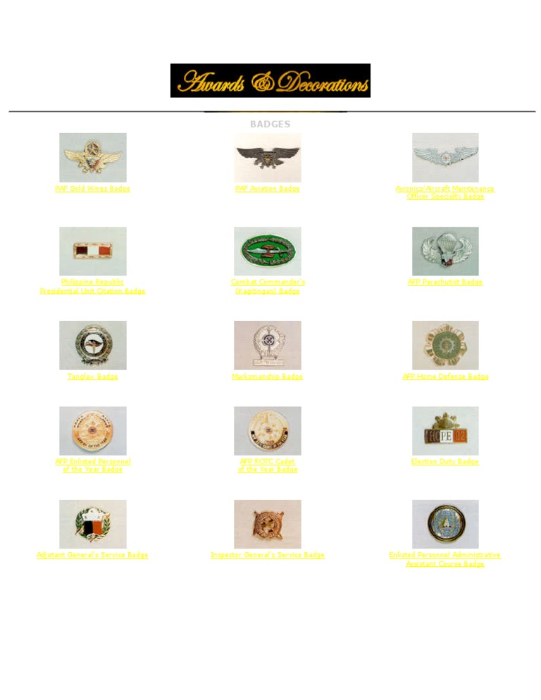 Philippine Air Force - Badges | PDF