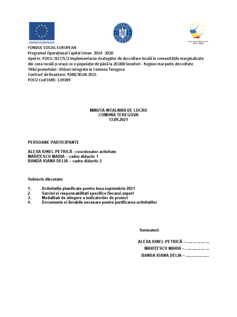 Minuta Coordonare 1 | PDF