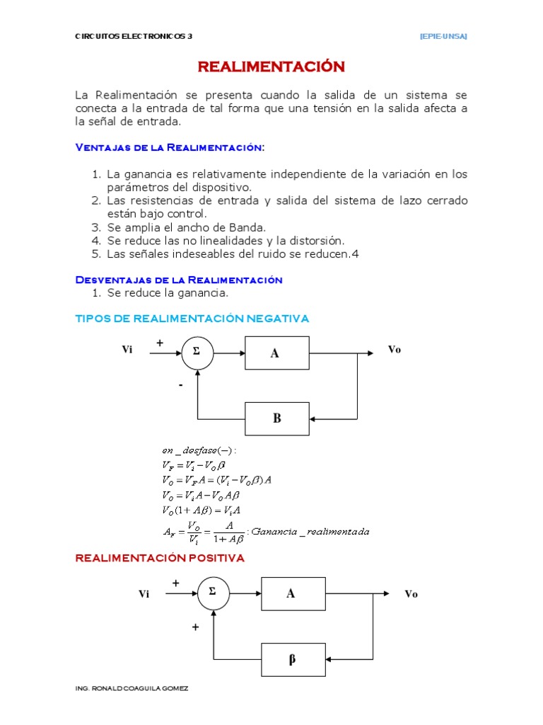 Realimentación negativa en circuitos electrónicos | PDF | Electrónica ...