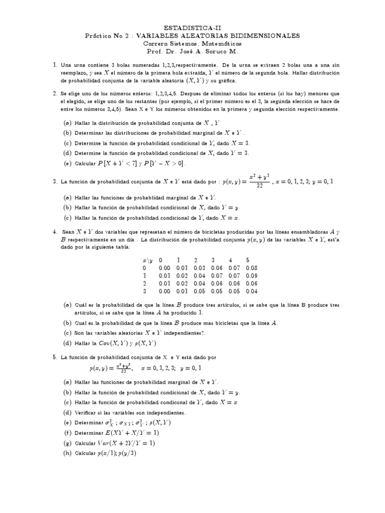 Variable Aleatoria Bidimensional | PDF | Función de densidad de probabilidad | Variable aleatoria