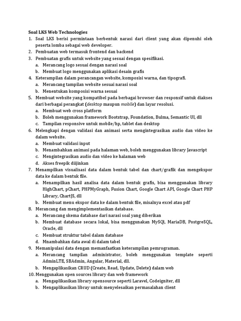 Soal LKS Web Technology 2024 | PDF | Komputer