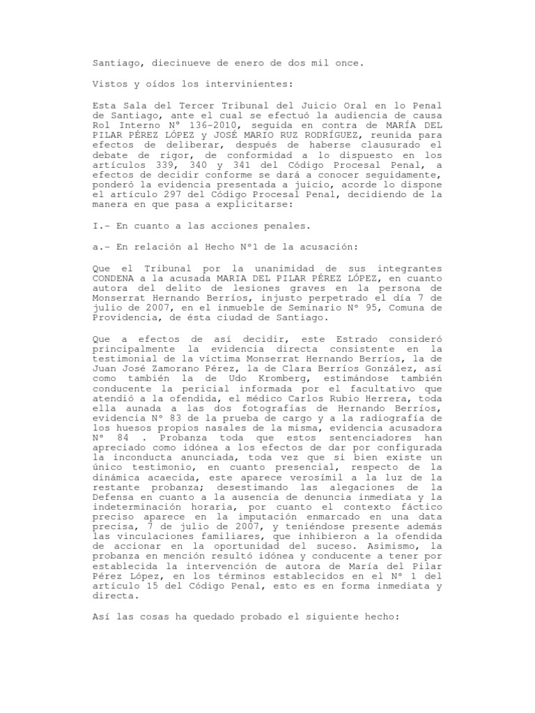 Veredicto Contra Pilar Pérez y Mario Ruz | PDF | Homicidio | Asesinato