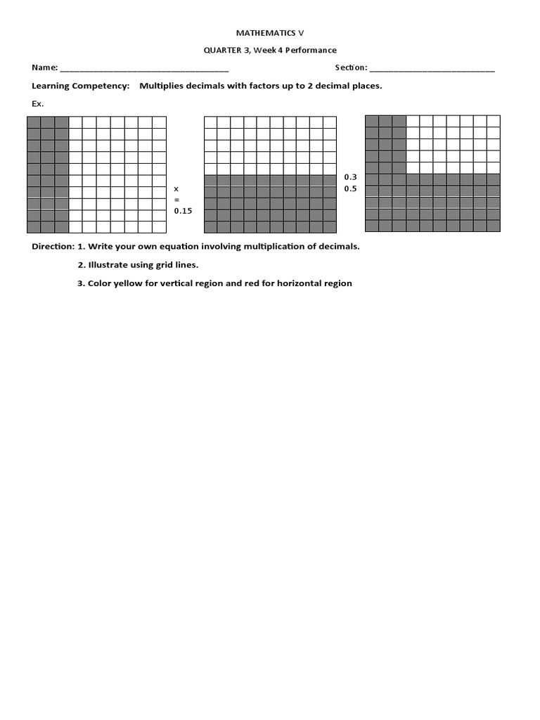 Mam Salaver MATHEMATICS V ACTIVITY WORKSHEET With Rubrics 9 11 | PDF