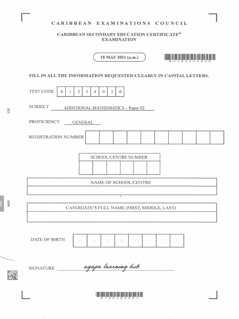 CSEC Add Maths Paper 2 July 2021 | PDF