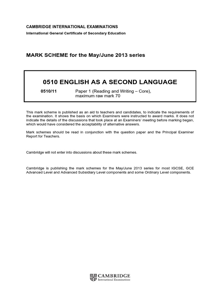 Marking Scheme 1st Ex | PDF | Linguistics | Cognition