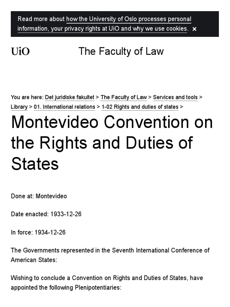 Montevideo Convention on Statehood Criteria | PDF | Treaty | Ratification