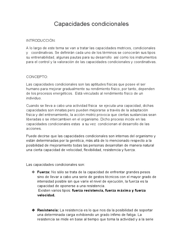 Capacidades Fisicas Condicionales | PDF | Flexibilidad (anatomía ...