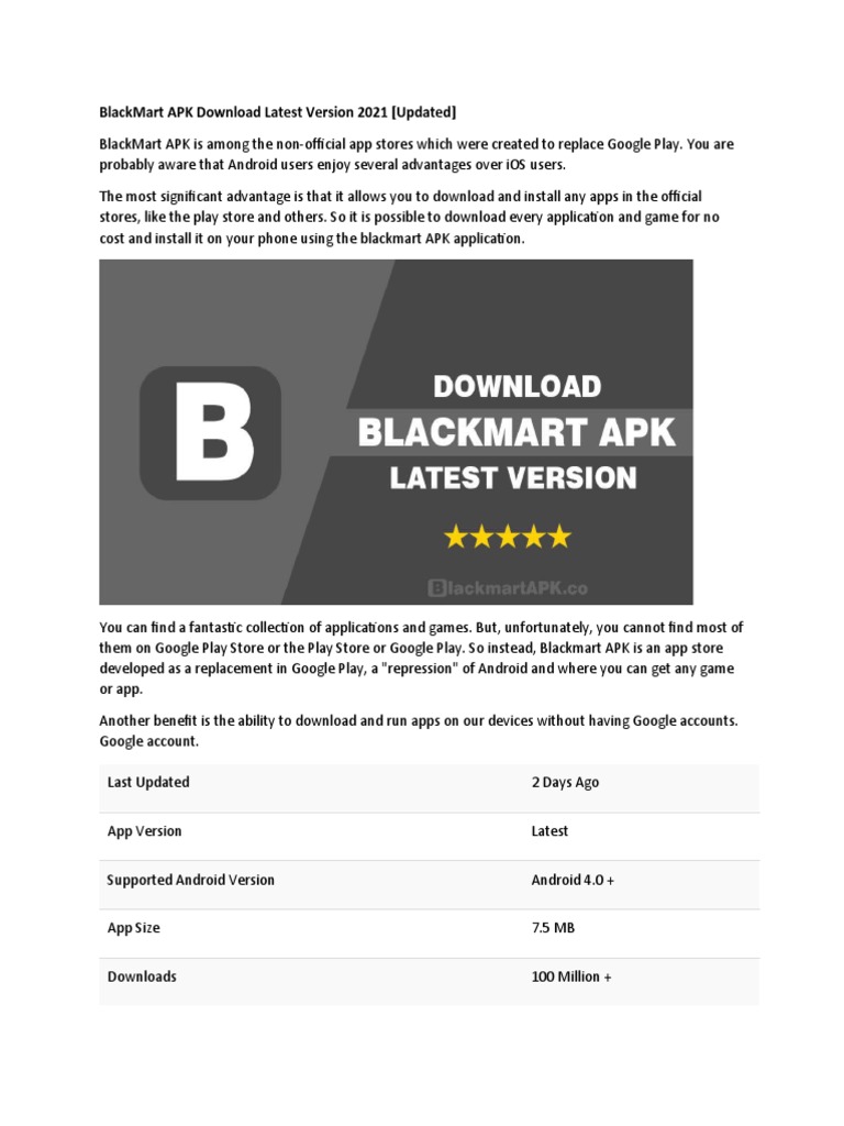 BlackMart APK Download Latest Version 2021.edited | PDF | Mobile App ...