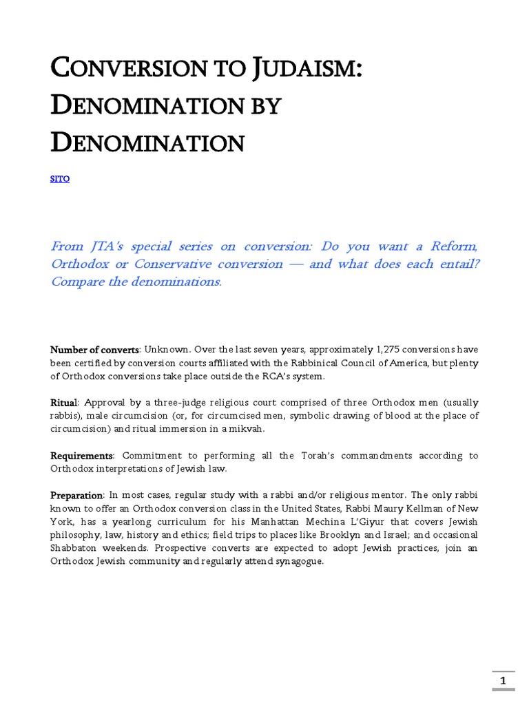 Jewish Conversion Process Overview | PDF | Jewish Religious Movements ...