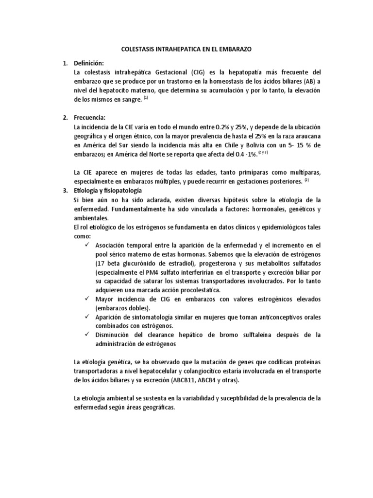 Colestasis Intrahepática Guía | PDF | El embarazo | Transaminasa