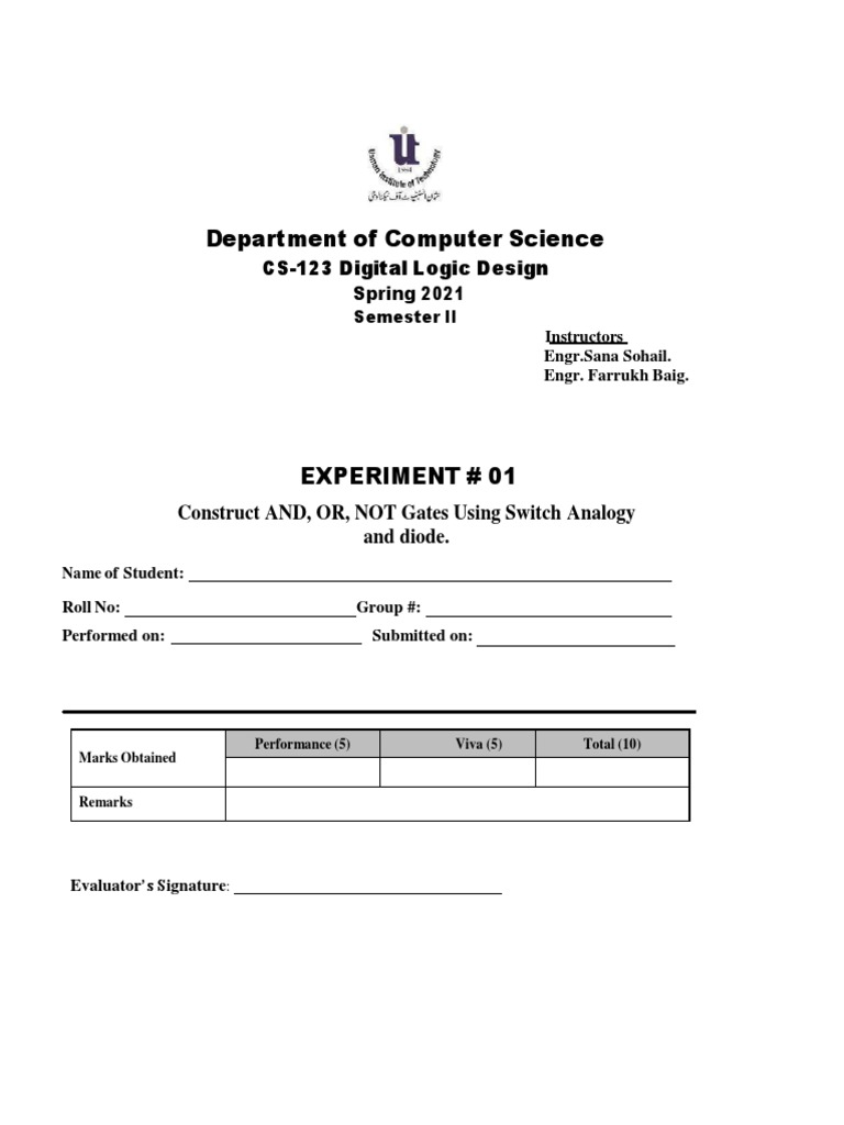Lab 1 DLD Physical | PDF | Logic Gate | Transistor