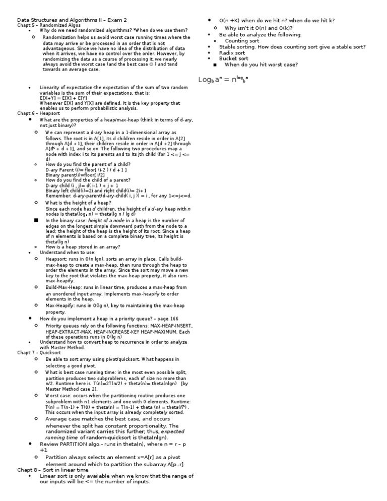 Data Struct Algo Exam2 Review2 | PDF | Algorithms | Theoretical ... Data Struct Algo Exam2 Review2 | PDF | Algorithms | Theoretical ...
