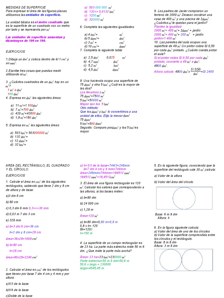 Medidas de Superficie 2 | PDF