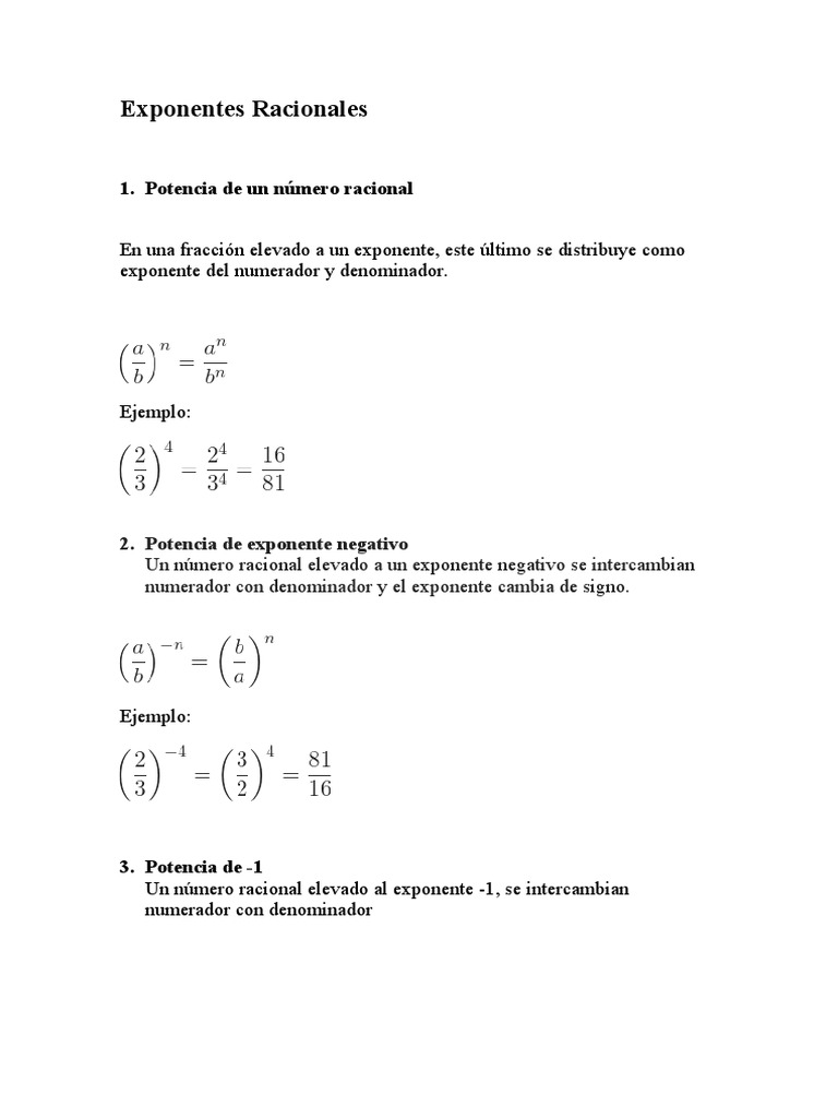 Exponentes Racionales | PDF