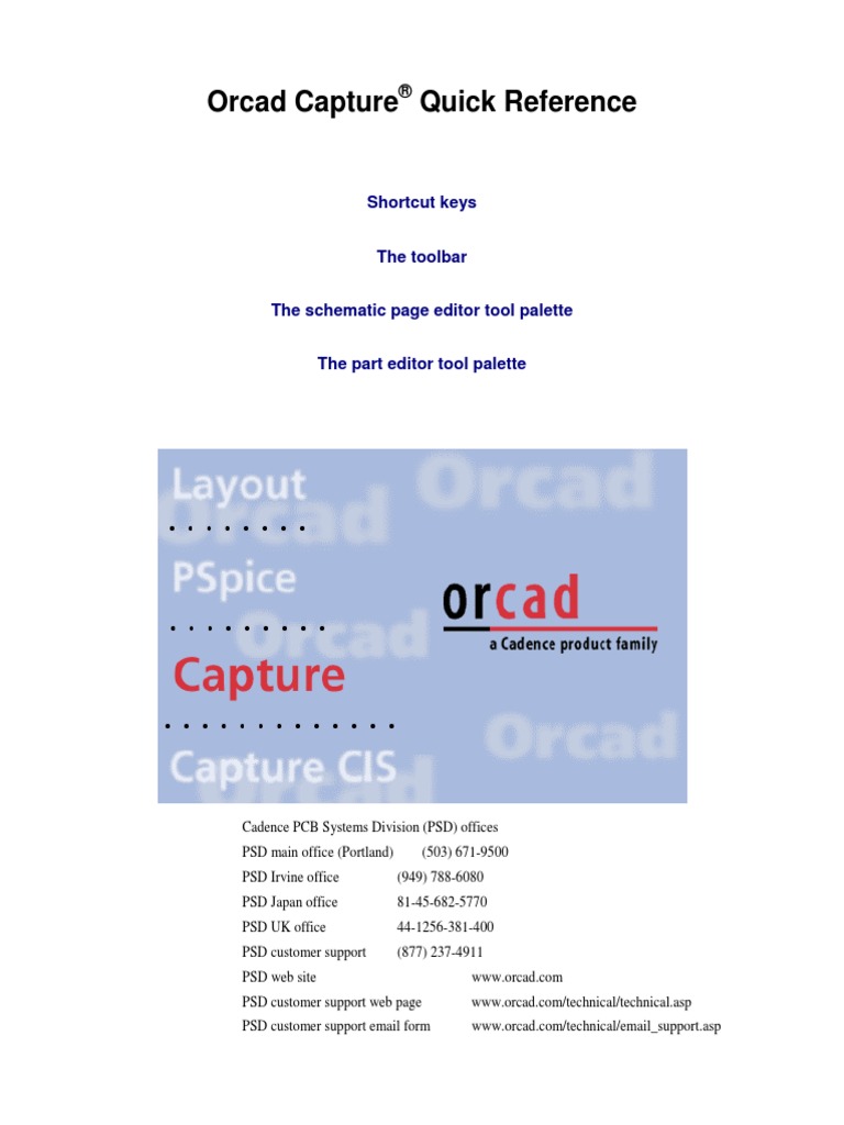 Orcad Capture Quick Reference: Shortcut Keys | PDF | Menu (Computing ...