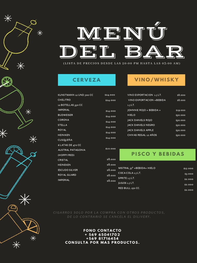 Menu Del Bar | PDF