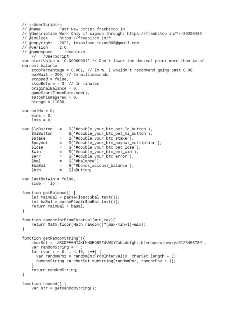 Fast New Script Freebitco in 2021 | PDF | Gambling | Wagering