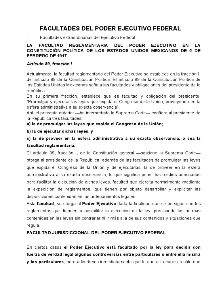Facultades Del Poder Ejecutivo | PDF | Jurisdicción | México