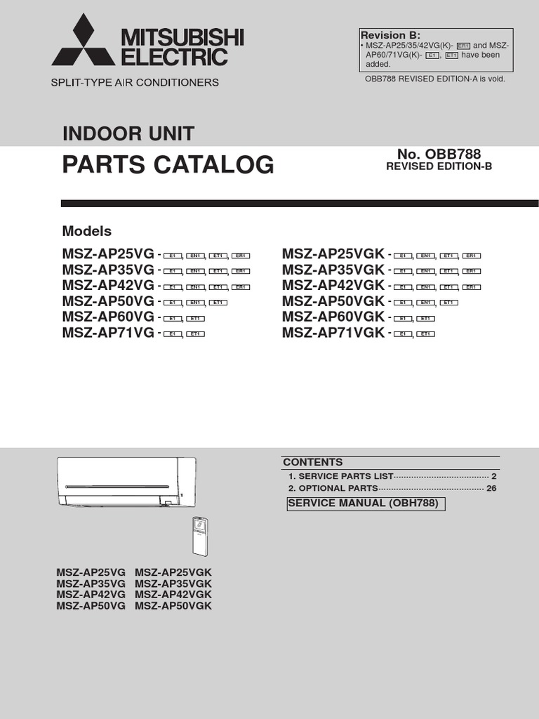 Msz-Ap25-71vg K Parts List Obb788-B | PDF | Mechanical Engineering ...