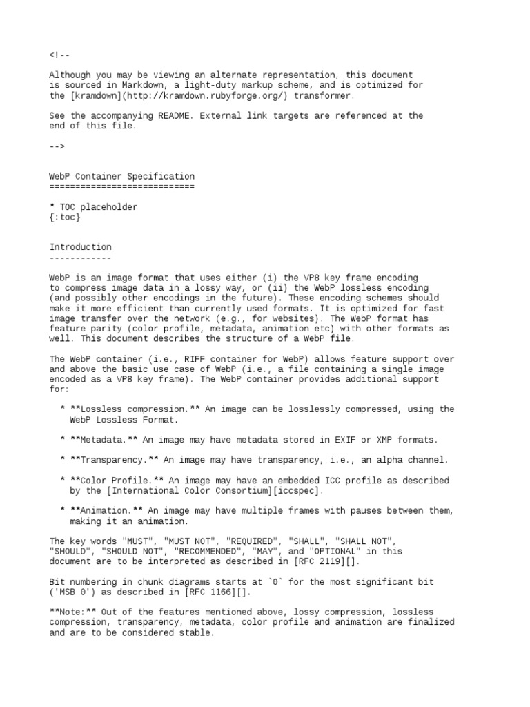 Webp Container Spec | PDF | Data Compression | File Format
