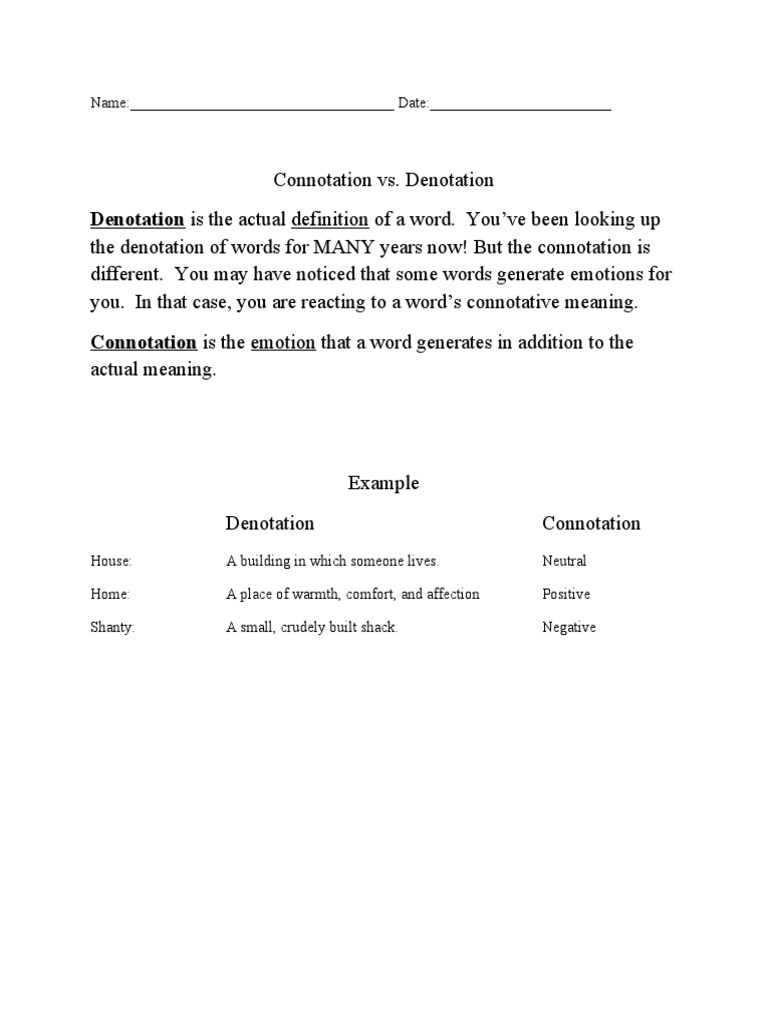 Positive Negative Neutral Connotation | PDF